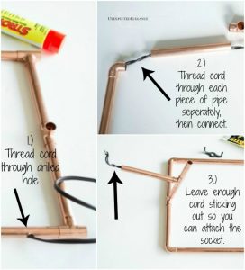 DIY Copper Table Lamp and LED Power Light